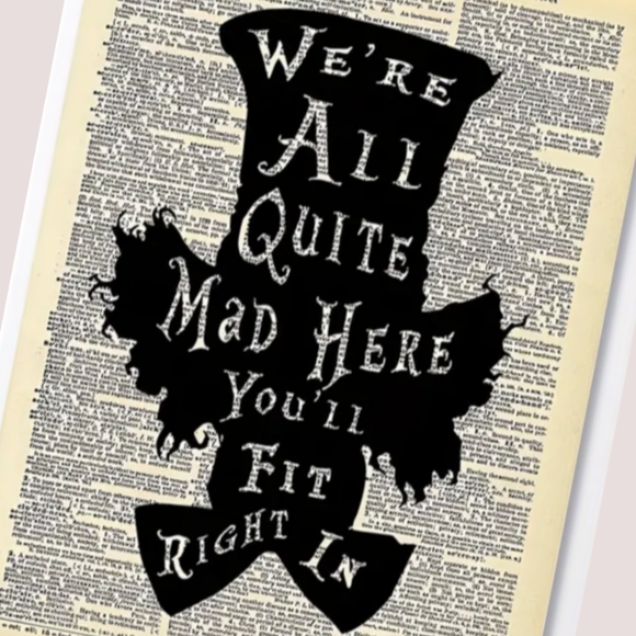 Art | Were All Quite Mad Here Mad Hatter Wall Decor Unframed 12x16in ...